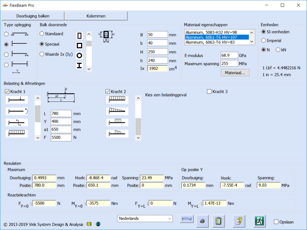 Doorbuiging en knik van balken berekenen met FlexBeam Pro
