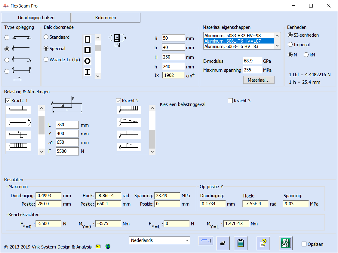 Doorbuiging en knik van balken berekenen met FlexBeam Pro